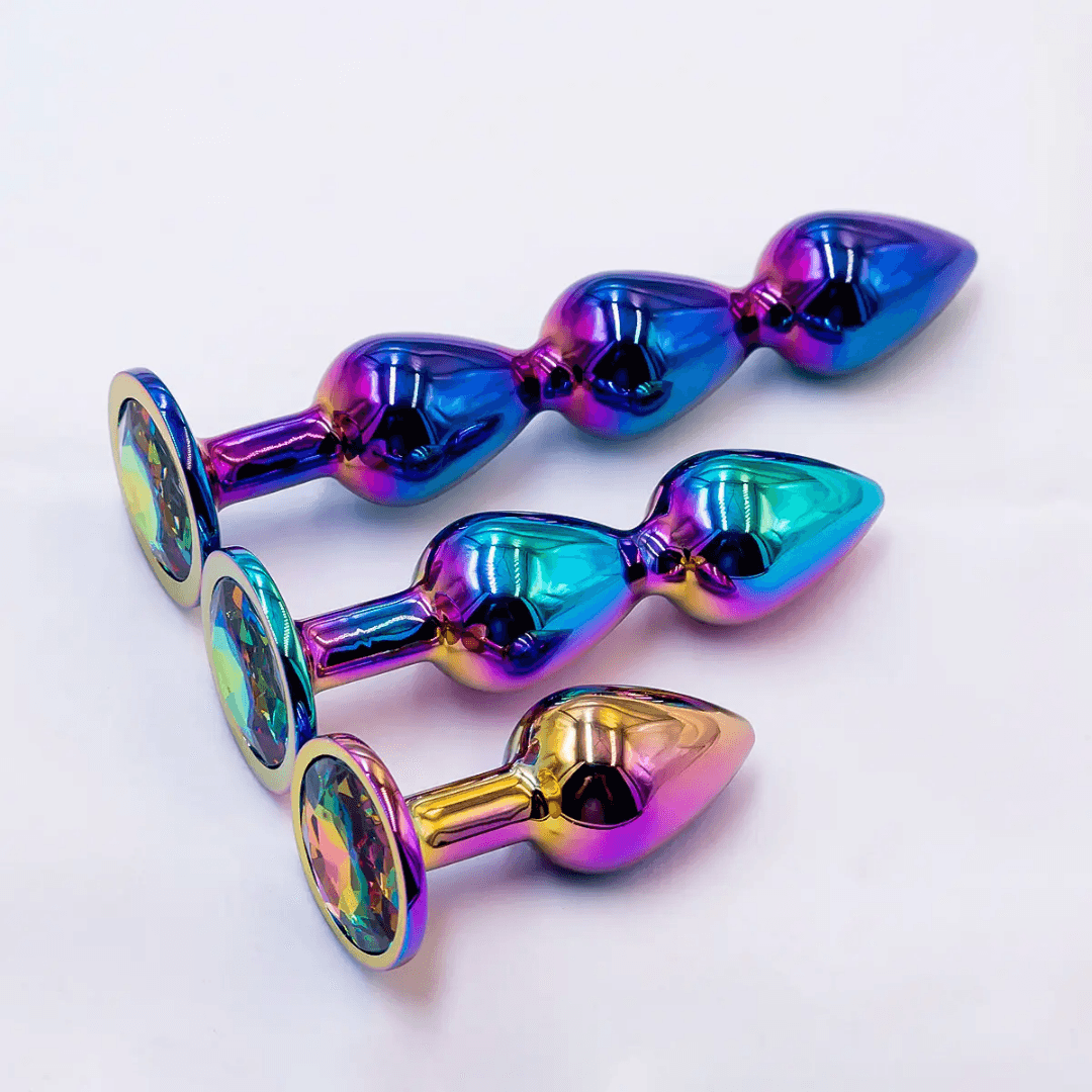 Set de Plugs Anales Metálicos Arcoíris - Delixiuspty